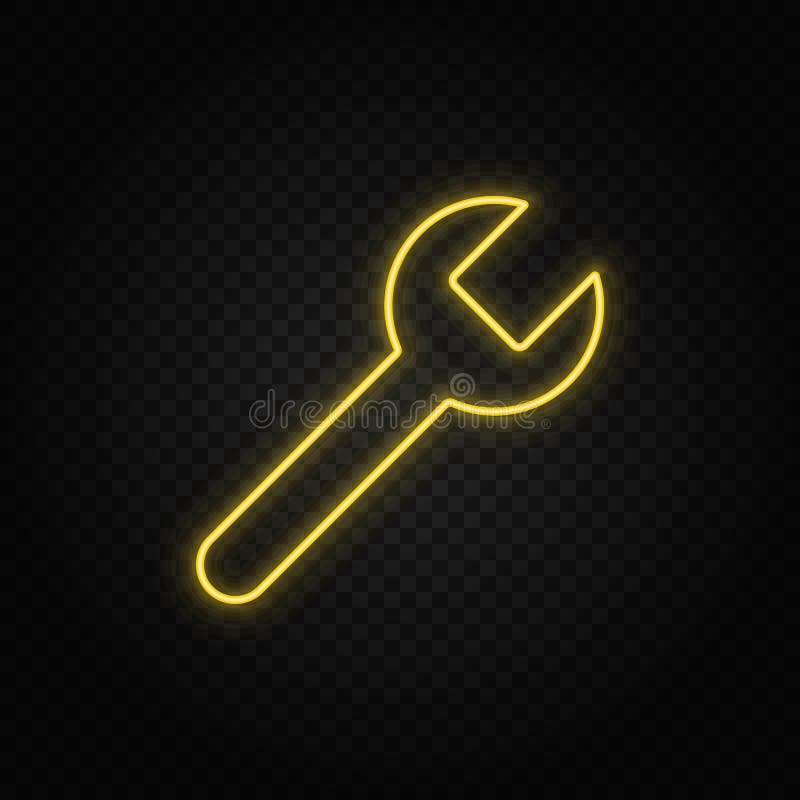 Garage Tool, Repair Yellow Neon Icon .Transparent Background. Yellow ...