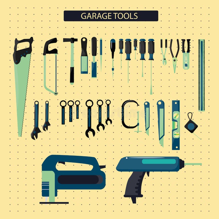 Garage tools icons stock vector. Illustration of preferences - 97142575