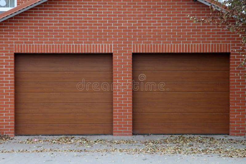 Garage for Two Cars with Automatic Gates Stock Photo - Image of door ...