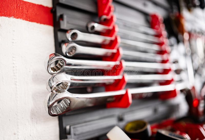 Garage Wall-Mounted Tool Organizer Stock Photo - Image of shelf, mount ...