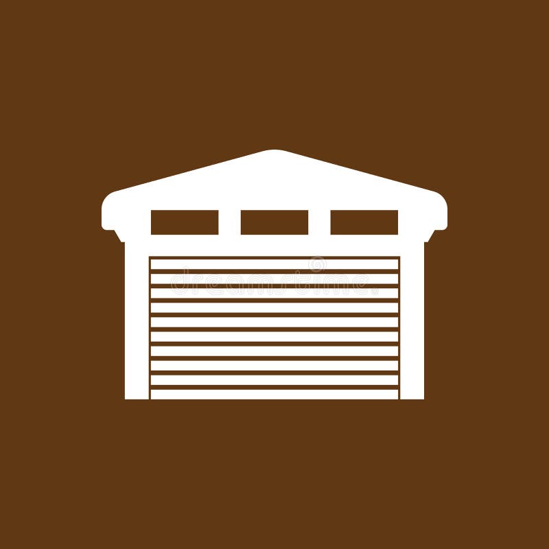 Garage or Warehouse Icon with Front View. Stock Vector - Illustration ...
