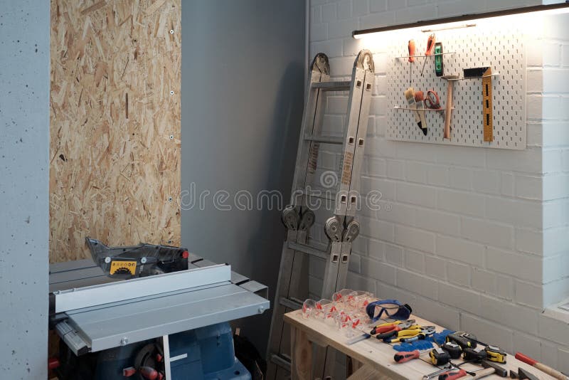 Garage Workshop Background stock photo. Image of equipment - 241438390