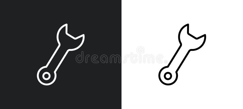 Garage Wrench Outline Icon in White and Black Colors. Garage Wrench ...