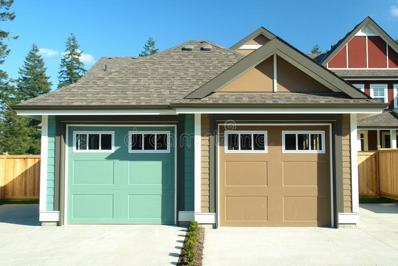 Row of parking garages stock photo. Image of double, rear - 32196340
