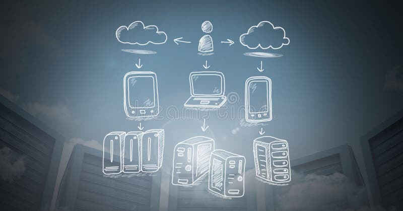 Garatujas Do Desenho Da Rede Dos Servidores Ilustração Stock ...