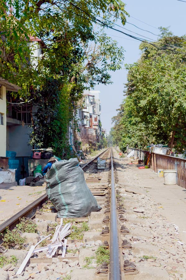 Garbage As an Obstacle on Railroad Tracks Stock Image - Image of ...