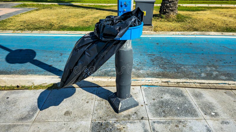 A Garbage Bag Flies in the Wind from a Trash Can Editorial Image ...