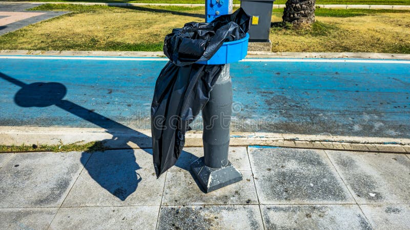 A Garbage Bag Flies in the Wind from a Trash Can Editorial Stock Photo ...