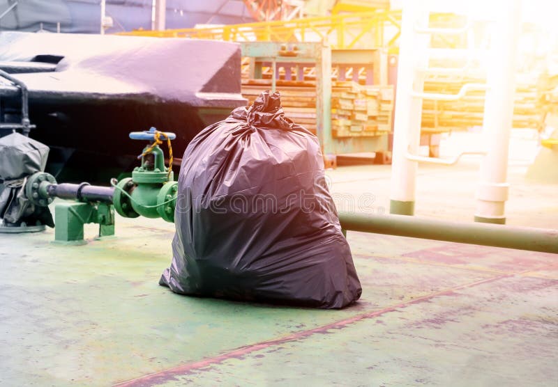Garbage Bag on Floor of Cargo Deck Ship. Stock Photo - Image of garbage ...