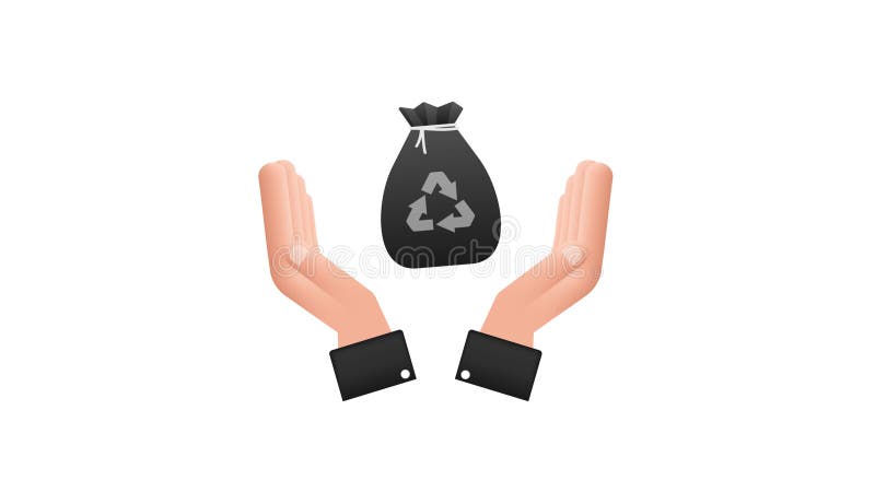 Garbage Bag in Hands Icon. Trash Bag. Motion Graphics 4k Stock Footage ...