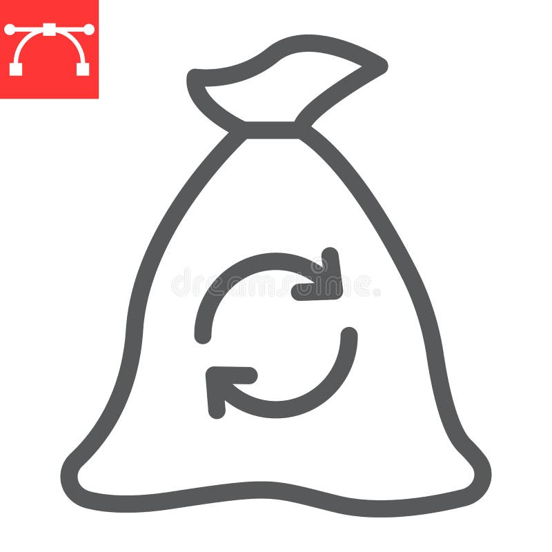 Garbage Bag Line Icon, Waste and Ecology, Garbage Recycle Vector Icon ...