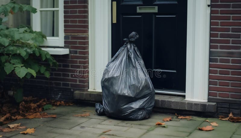 Garbage Bag Near a Front Door in Neighbourhood Stock Illustration ...