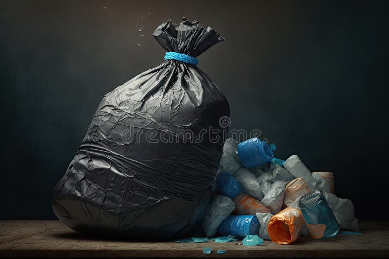 Garbage Bag Overflowing with Plastic Bottles and Other Waste Stock ...