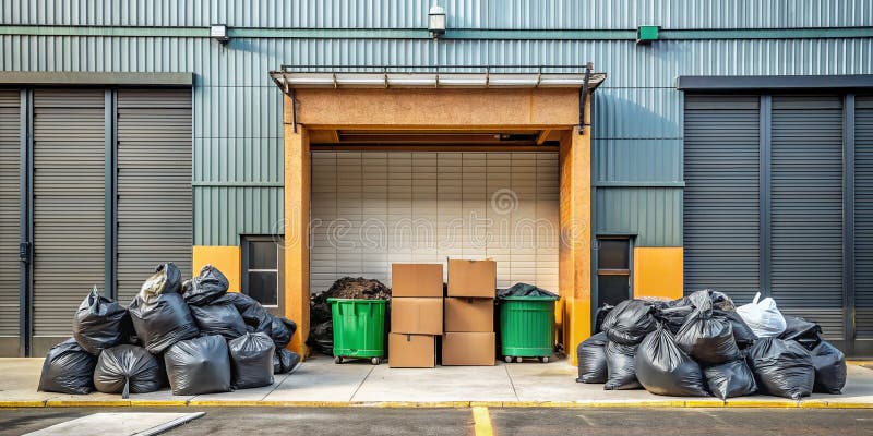 Garbage Bags and Boxes on the Loading Dock Waste Removal AI Generative ...