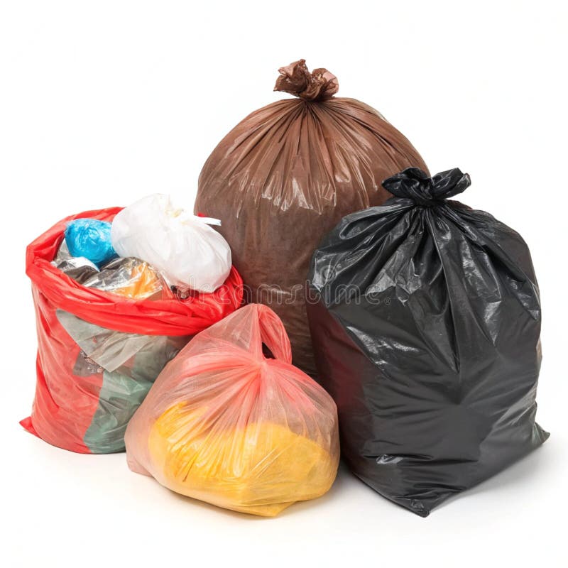 Garbage Bags Isolated on White Background Stock Illustration ...