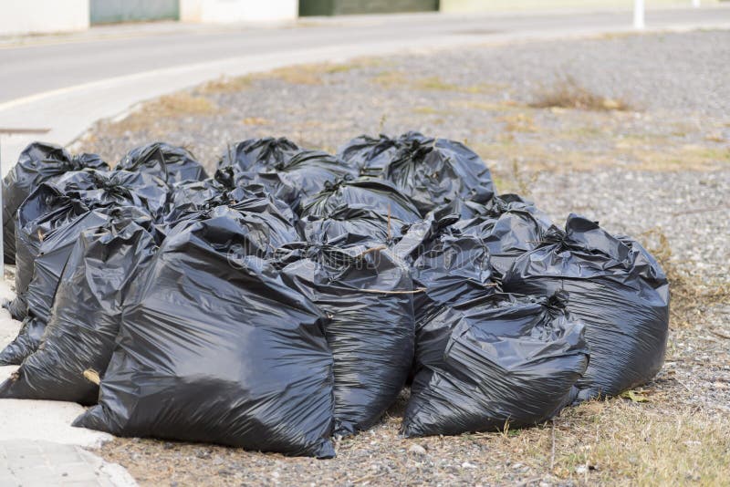 Garbage bags. stock photo. Image of black, debris, utilities - 52824066