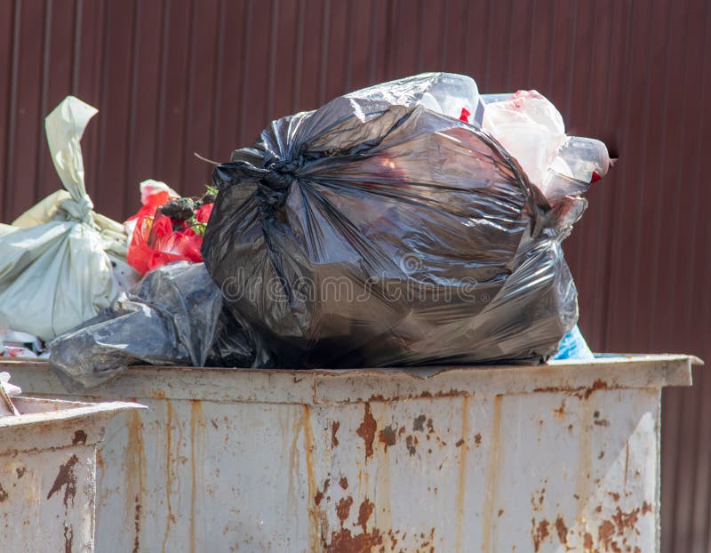 Garbage in Bags in the Tank Stock Image - Image of shop, environment ...