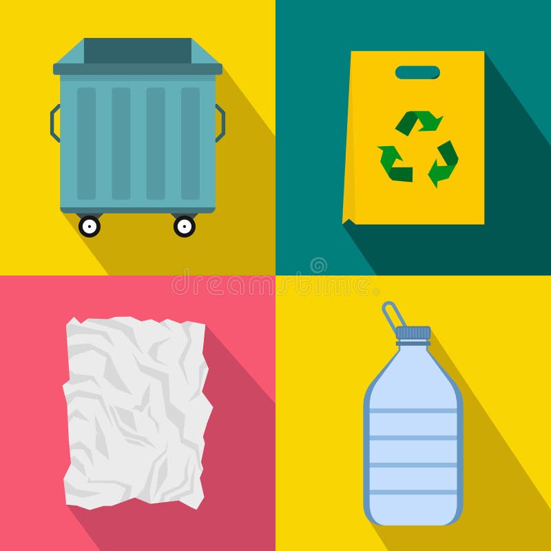 Garbage Banners Set, Flat Style Stock Illustration - Illustration of ...