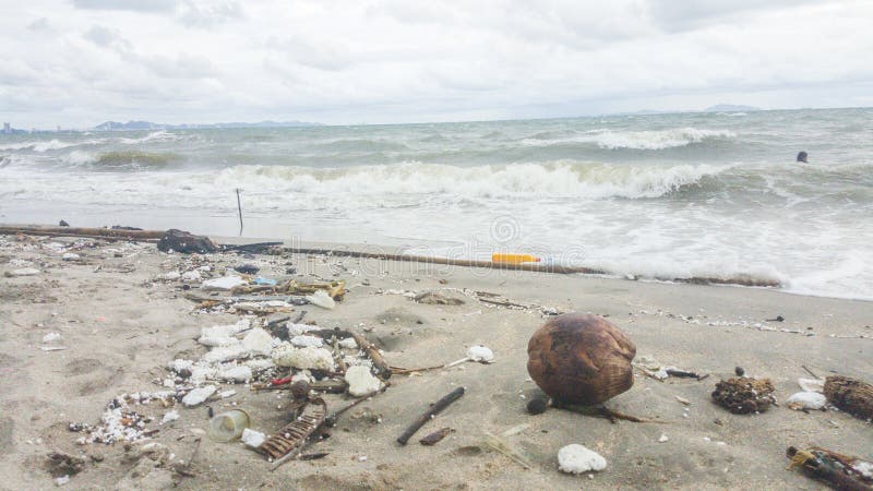 Garbage on beach stock photo. Image of ecology, environment - 95673018