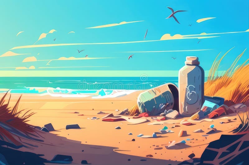 Garbage on the Beach: Beautiful Beach Covered in Litter and Waste ...