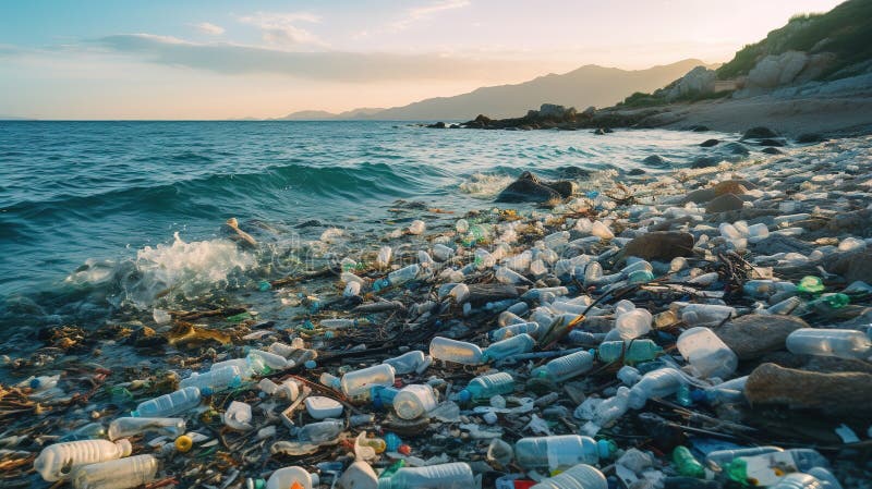 Garbage on Beach, Environmental Pollution in Bali Indonesia. Drops of ...
