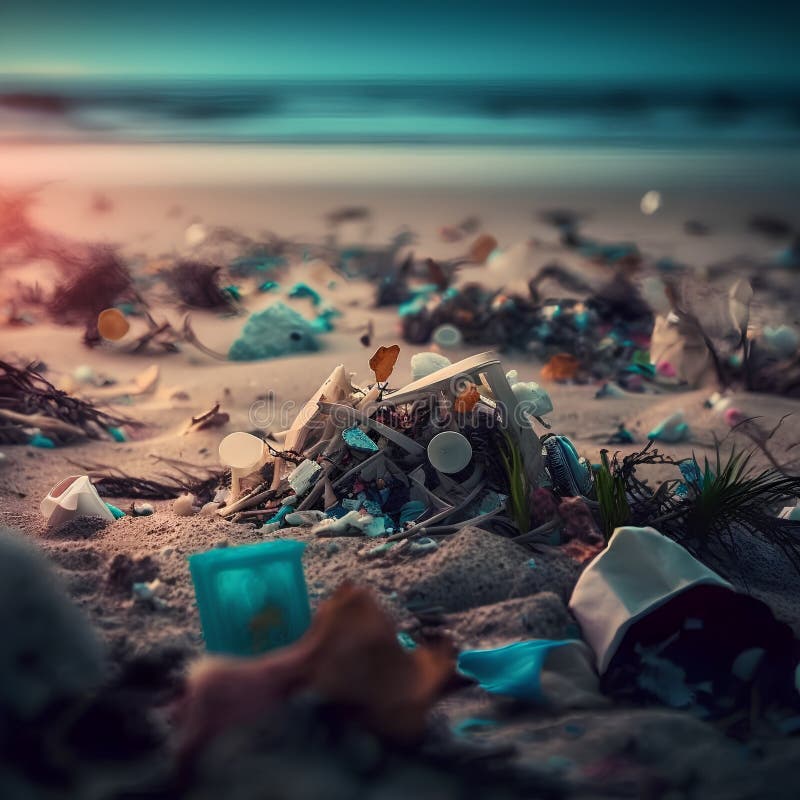 Garbage on the Beach. Pollution of the Environment Concept Stock ...