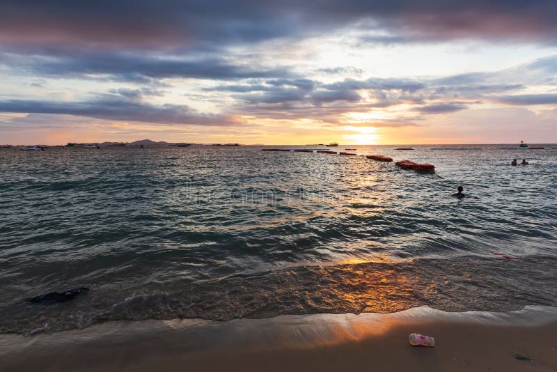 Garbage on the Beach in Sunset Light Stock Image - Image of ...