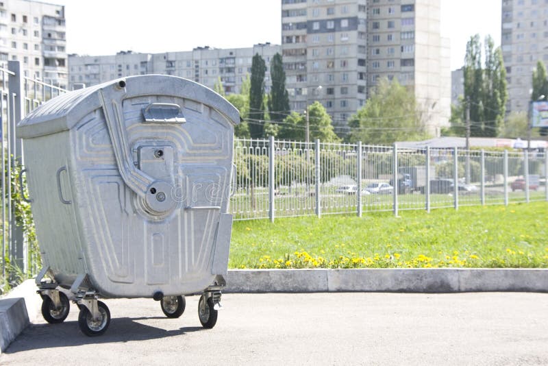 Garbage bin stock image. Image of metal, container, color - 14310119