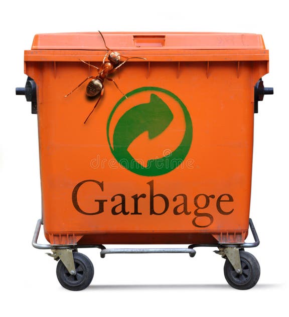 Garbage bin and big ant editorial stock image. Image of global - 35588779