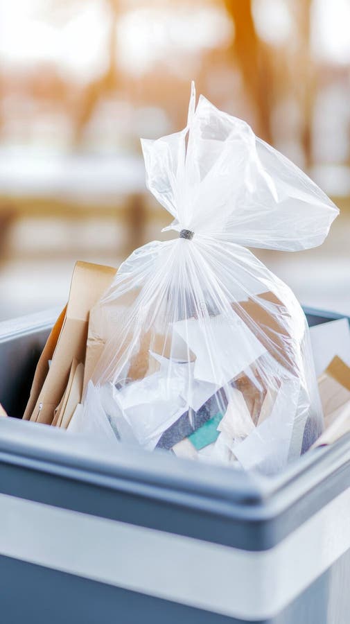 Garbage Bin Filled with Plastic and Paper Waste in Outdoor Park Setting ...