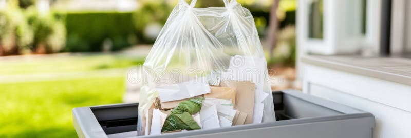 Garbage Bin Filled with Plastic and Paper Waste in Outdoor Park Setting ...