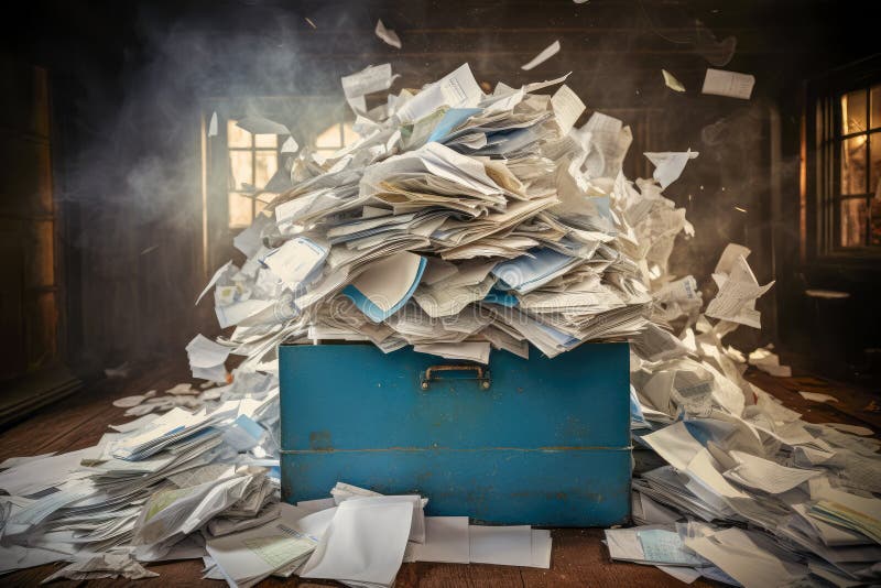 Garbage Bin Full of Paper Waste Burning in the Fire at Night Stock ...