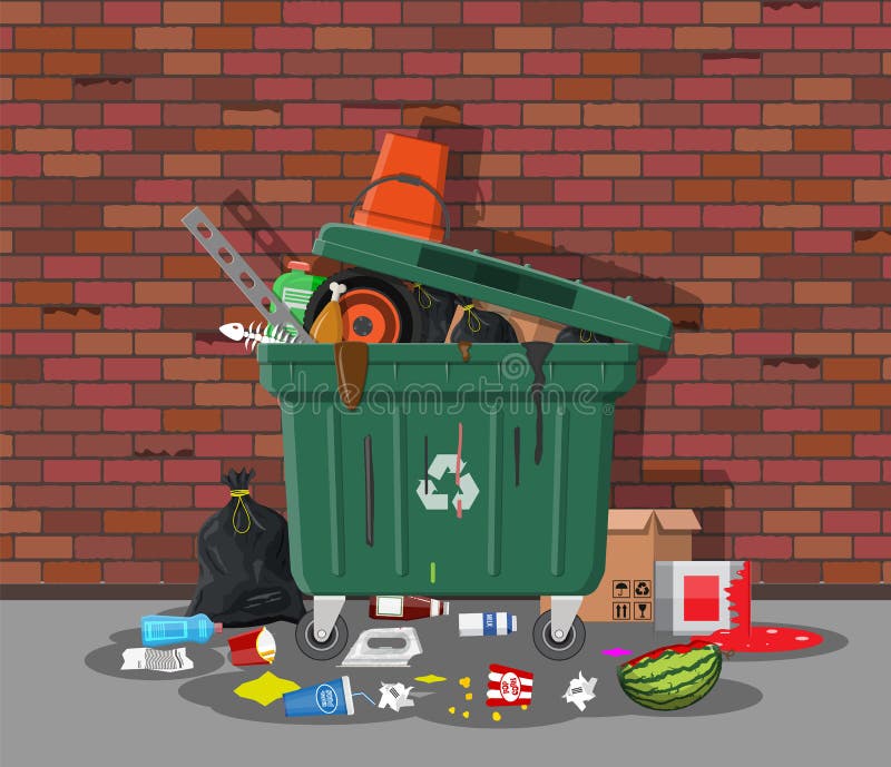 Garbage Bin Full of Trash. Overflowing Container Stock Vector ... Garbage Bin Full of Trash. Overflowing Container Stock Vector ...