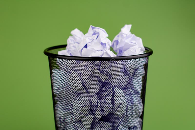 Garbage Bin. Full Waste Paper Bin. Garbage Disposal. Throwing Waste To ...