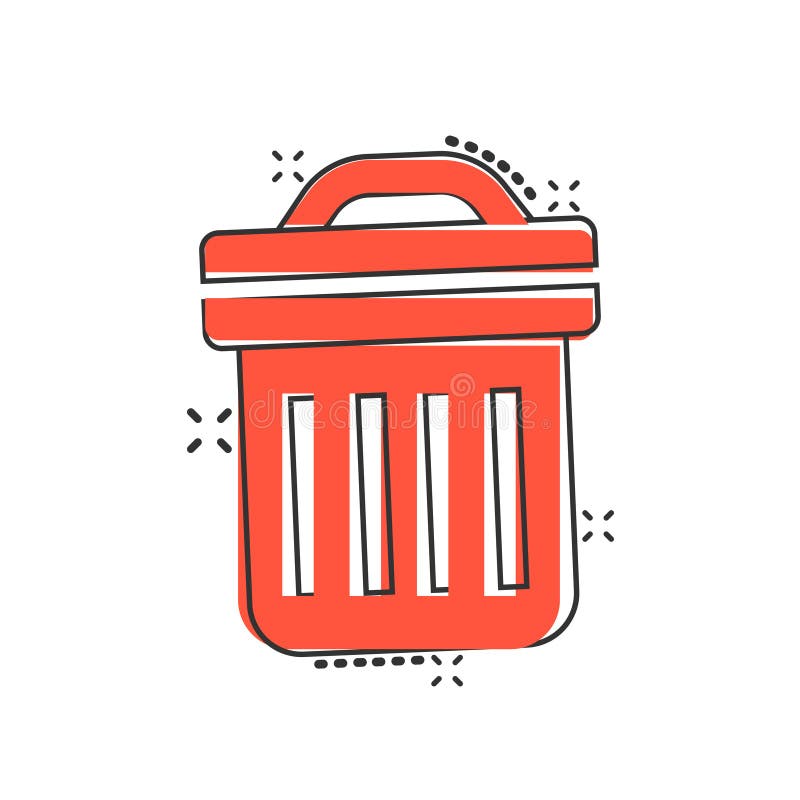 Garbage Bin Icon in Comic Style. Recycle Cartoon Vector Illustration on ...
