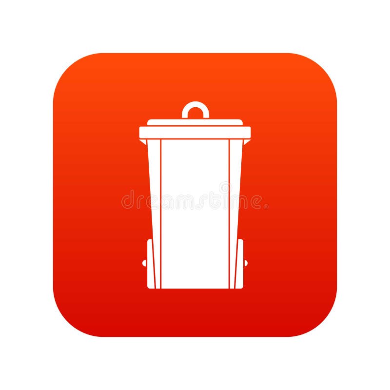 Garbage Bin Icon Digital Red Stock Vector - Illustration of litter ...