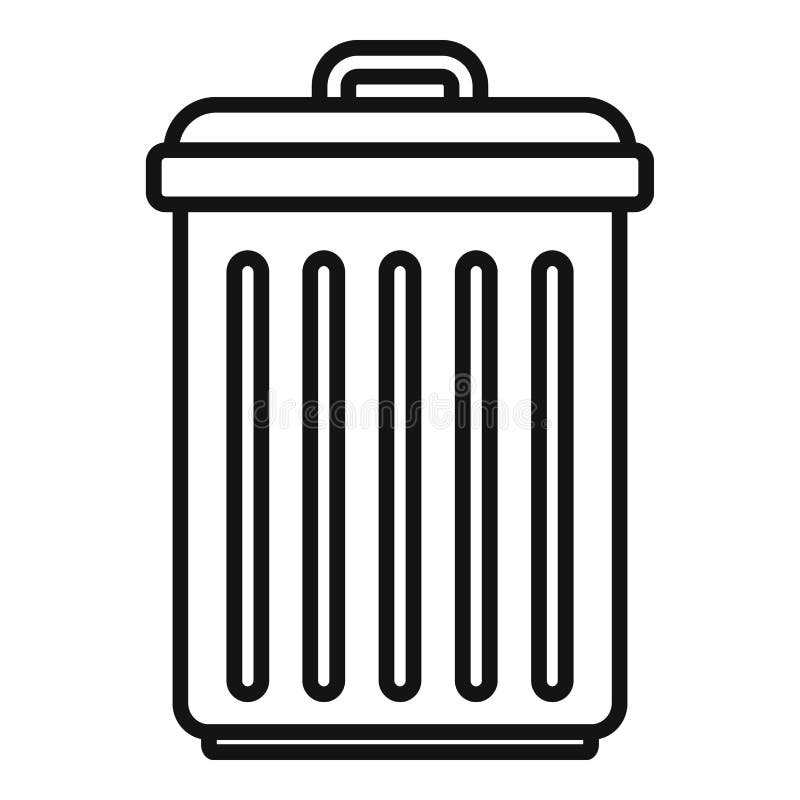 Garbage Bin Icon, Outline Style Stock Vector - Illustration of ...