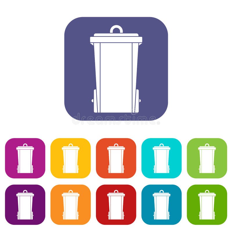 Public Trash Can Icons Set Flat Stock Illustrations – 54 Public Trash ...