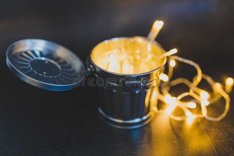 Garbage Bin with Led Lights Going into or Out of it Stock Photo - Image ...