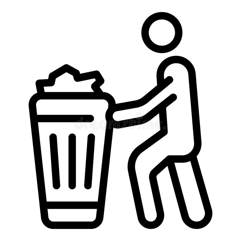 Garbage Bin Machine Icon Outline Vector. Cleanup Asphalt Stock Vector ...