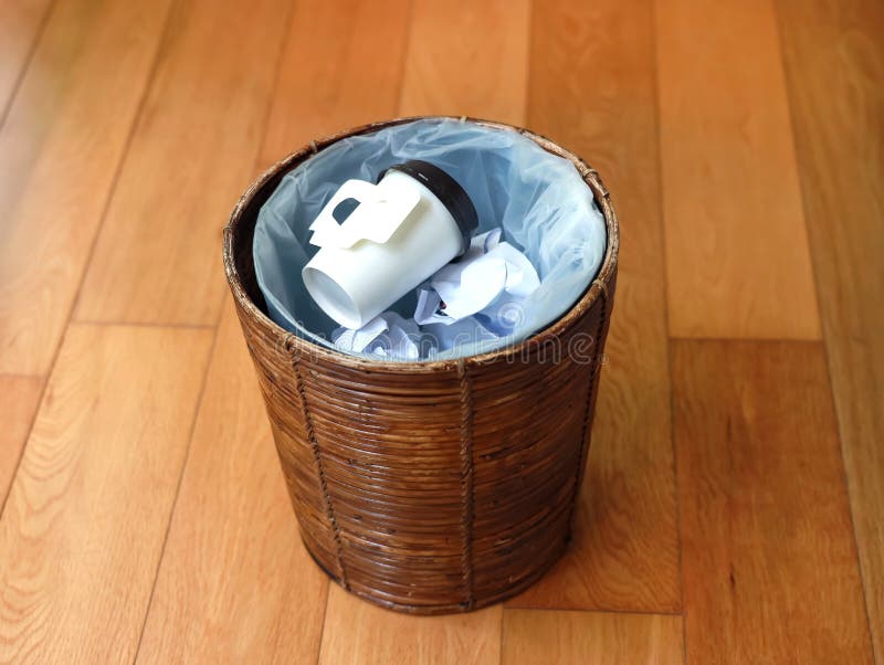 The Garbage Bin in the Office Crumpled Paper Can Recycle into Basket ...