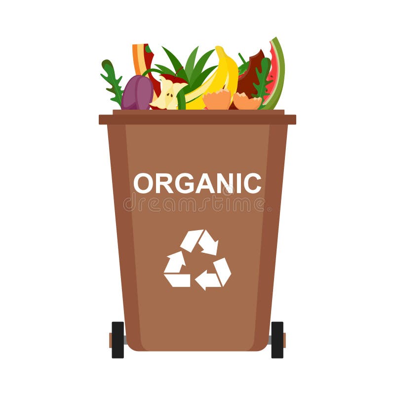 Garbage Bin with Organic Waste, Recycling Garbage, Vector Illustration ...