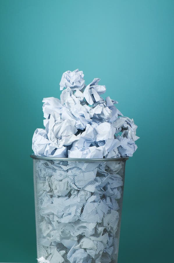 Recycle Waste Paper Basket on Office Floor Stock Photo - Image of green ...
