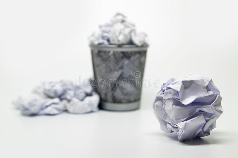 Garbage Bin with Paper Waste Stock Image - Image of document, crumpled ...