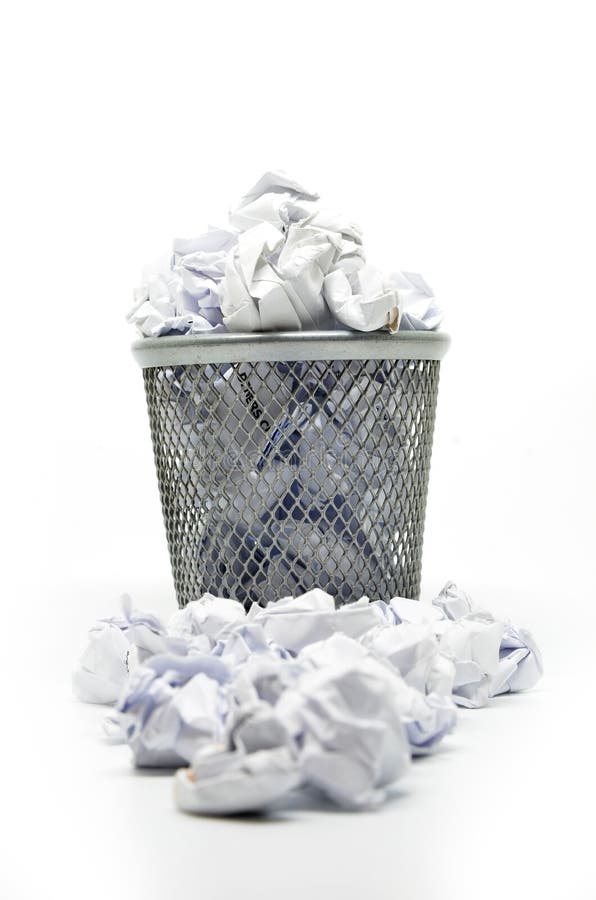 Garbage Bin with Paper Waste Stock Photo - Image of full, destroyed ...