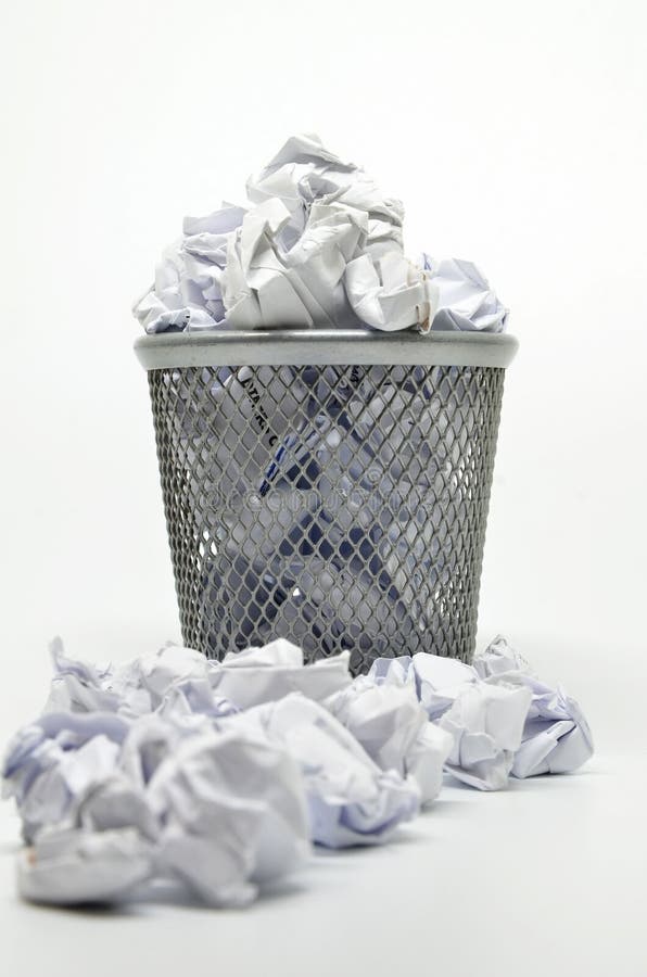 Garbage Bin with Paper Waste Stock Photo - Image of filled, shredded ...