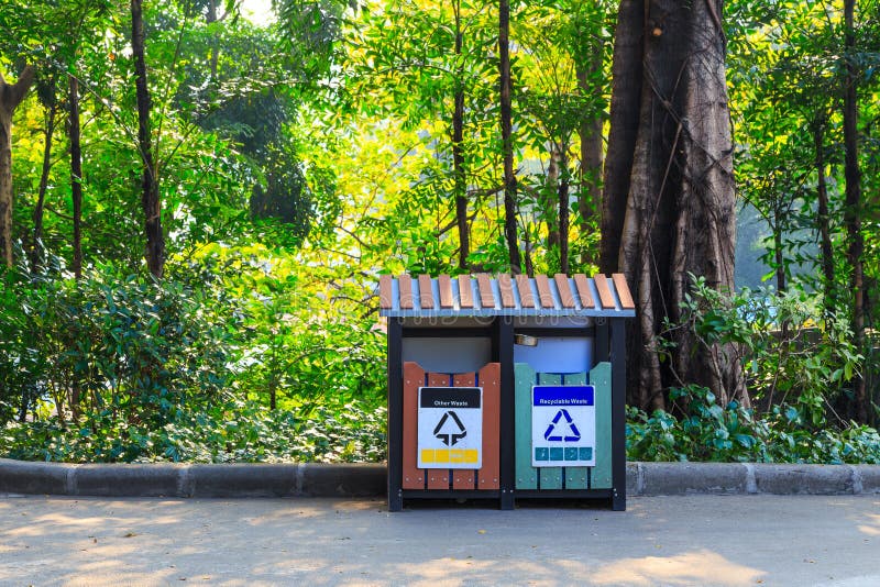 Garbage bin in park stock photo. Image of urban, green - 49113380