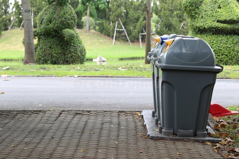 Garbage Bin in the Park To Keep the Environment Clean Stock Photo ...