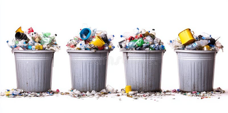 Garbage Bins Overflowing with Garbage, Cut Out Stock Illustration ...