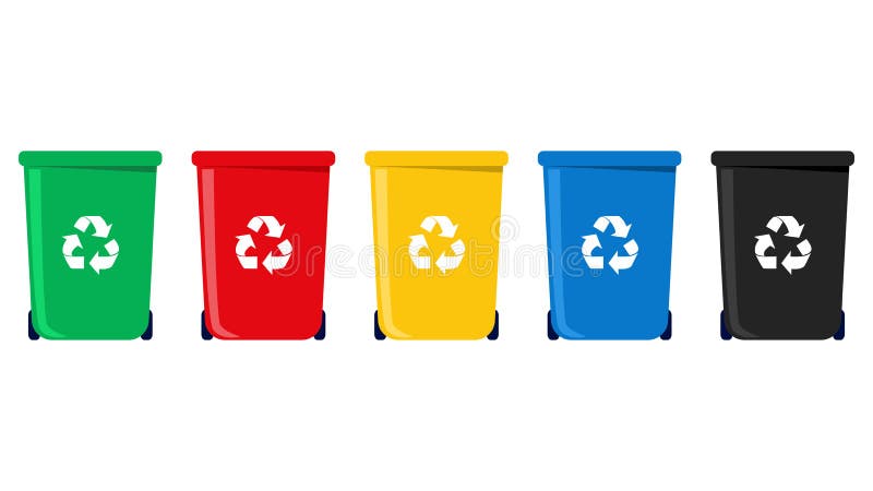 Garbage Bins for Sorting Waste. Multiple Trash Bins Vector Illustration ...